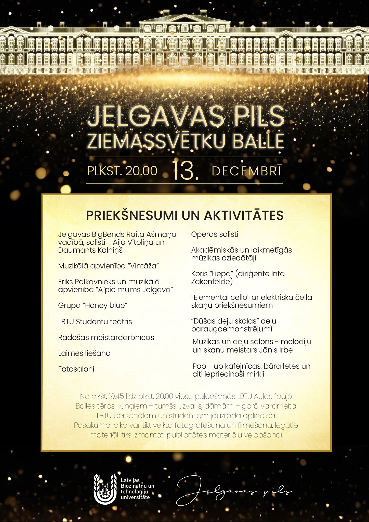 Notiks gadskārtējā Ziemassvētku balle Jelgavas pilī | LBTU