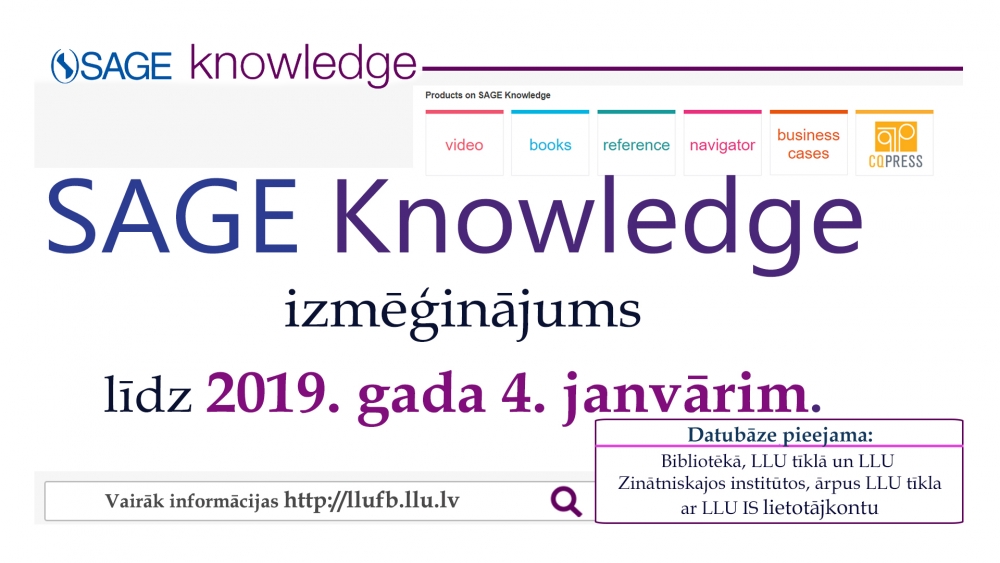 SAGE Knowledge datubāzes izmēģinājums | LBTU